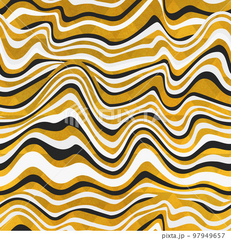 Yellow curved lines pattern with grunge effect.のイラスト素材 [97949657] - PIXTA