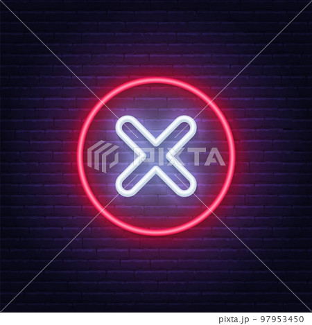 Cancel neon sign on brick wall background.のイラスト素材 [97953450] - PIXTA