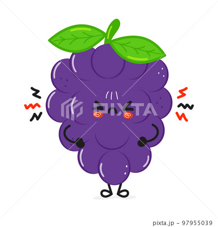 Cute angry grape character. Vector hand drawn...のイラスト素材 [97955039] - PIXTA