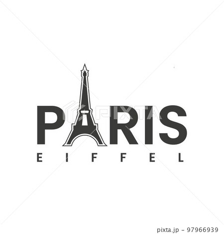 Paris word sign logo on letter A. Eiffel tower...のイラスト素材 [97966939] - PIXTA