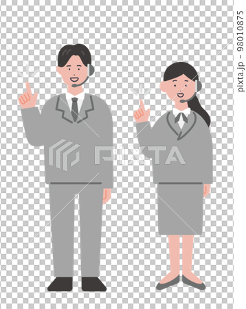 Illustration of male and female operators pointing - Stock Illustration ...
