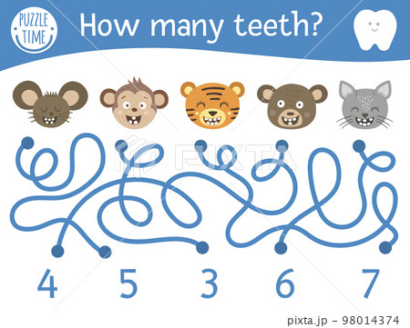 Dental care maze for children. Preschool math...のイラスト素材 [98014374] - PIXTA