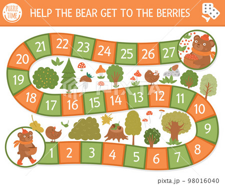 Autumn board game for children with cute...のイラスト素材 [98016040] - PIXTA