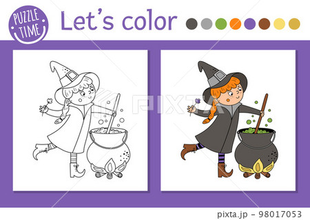 Halloween coloring page for children. Cute...のイラスト素材 [98017053] - PIXTA