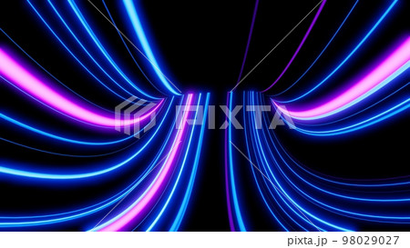 3d Neon light effect glowing trails. Colorful...のイラスト素材 [98029027] - PIXTA