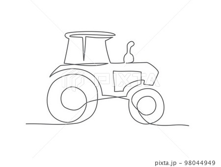 Tractor One line drawing on white backgroundのイラスト素材 [98044949] - PIXTA