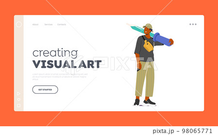 Designer Creating Visual Art Landing Page...のイラスト素材 [98065771] - PIXTA