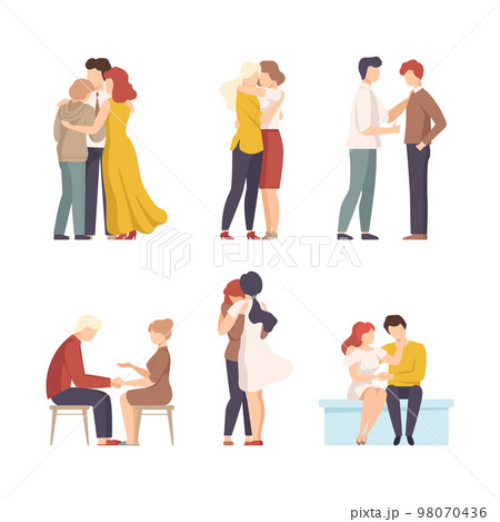 Cartoon People Hugging Each Other