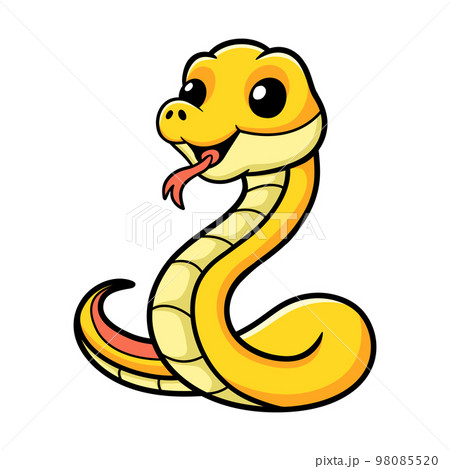 Cute yellow insularis snake cartoonのイラスト素材 [98085520] - PIXTA