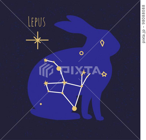 Constellation of lepus, star forming rabbit shapeのイラスト素材 [98088088] - PIXTA