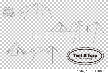 Tent & tarp set outline only - Stock Illustration [98110893] - PIXTA