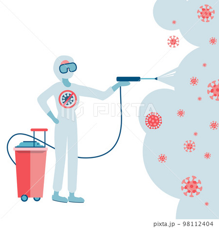 Disinfectant worker wear protective mask and...のイラスト素材 [98112404] - PIXTA