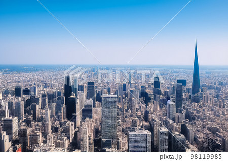Aerial view City. Metropolitan city. Panoramic view on urban cityscape ...