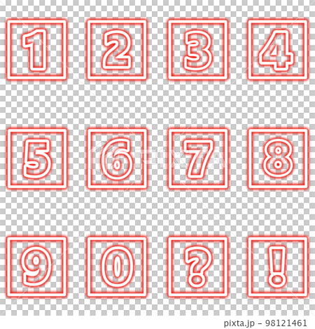 red square neon numbers set - Stock Illustration [98121461] - PIXTA