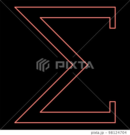 Neon sigma greek symbol capital letter...のイラスト素材 [98124704] - PIXTA