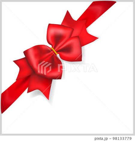 Red bow with diagonally ribbonのイラスト素材 [98133779] - PIXTA