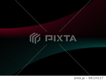 Red and cyan dotted wavy lines abstract...のイラスト素材 [98134227] - PIXTA