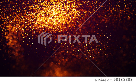 Golden red glow particles flicker and float in...のイラスト素材 [98135888] - PIXTA