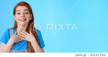 Grateful sincere cute charming redhead female...の写真素材 [98143188] - PIXTA