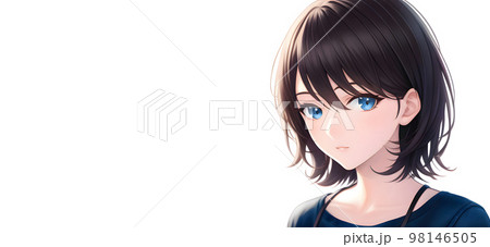 ショートヘアの女性のイラスト素材 98146505 Pixta 0317