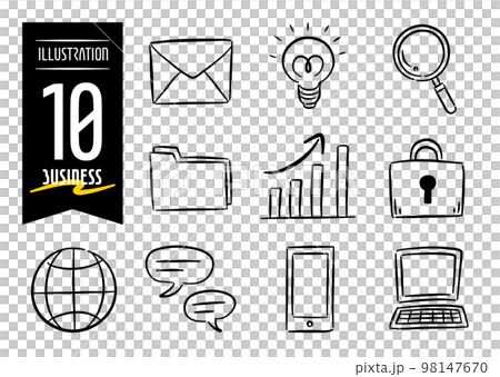 Set of 10 hand-drawn style pop icon... - Stock Illustration [98147670 ...