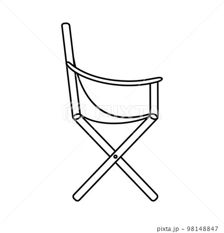 Line folding directors chair. Outline camping...のイラスト素材 [98148847] - PIXTA