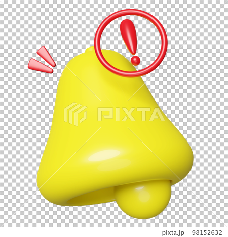3D warning bell notification floating with red...のイラスト素材 [98152632] - PIXTA