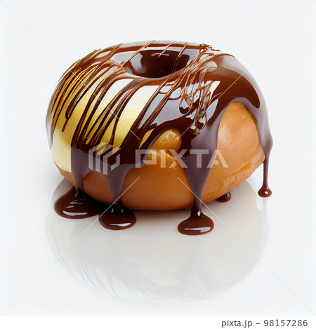 Glazed sweet realistic donut isolated on white...のイラスト素材 [98157286] - PIXTA