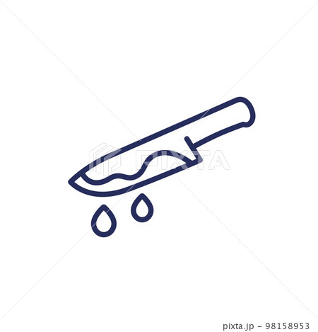 knife in blood, murder line iconのイラスト素材 [98158953] - PIXTA