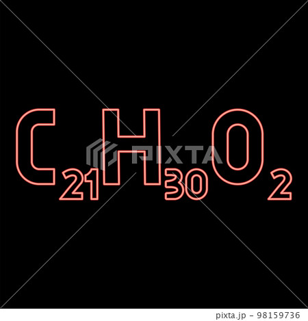 Neon chemical formula C21H30O2 Cannabidiol CBD...のイラスト素材 [98159736] - PIXTA
