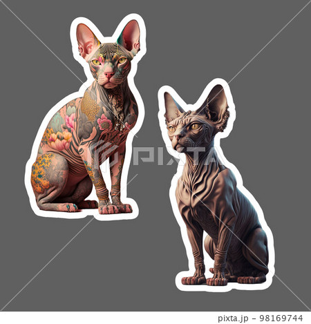 Sticker of Sphynx cat full bodyのイラスト素材 [98169744] - PIXTA