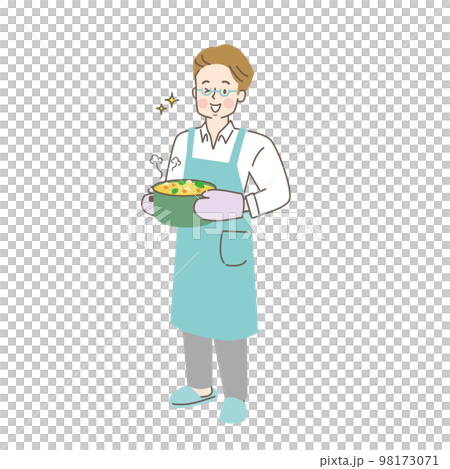 鍋料理料理をする男性のイメージイラスト素材のイラスト素材 [98173071] - PIXTA