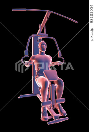 Man training on hammer strength macine, 3D...のイラスト素材 [98183054] - PIXTA