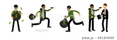 Male Thief or Robber in Mask Committing Crime...のイラスト素材 [98184089] - PIXTA