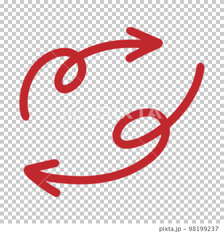 2 handwritten curly arrows red - Stock Illustration [98199237] - PIXTA
