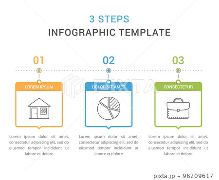 Infographic Template with 3 Stepsのイラスト素材 [98209617] - PIXTA