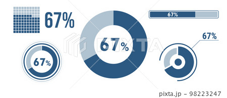 67% percentage infographic set. Sixty-seven...のイラスト素材 [98223247] - PIXTA