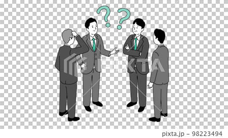 Worried business team, four businessmen... - Stock Illustration ...
