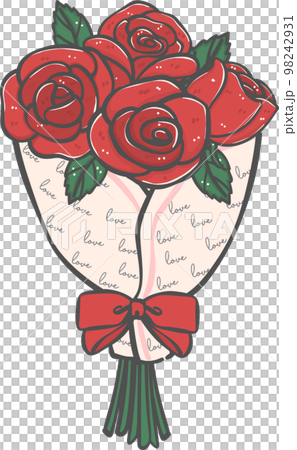cute romantic Valentine red roses flowers...-插圖素材 [98242931] - PIXTA圖庫
