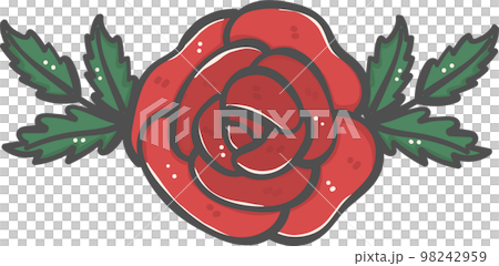 cute romantic Valentine red roses flowers...のイラスト素材 [98242959] - PIXTA