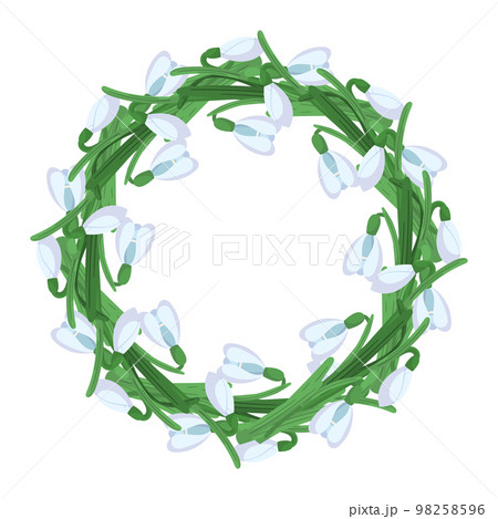 Snowdrop Wreath Isolated on White Background....のイラスト素材 [98258596] - PIXTA
