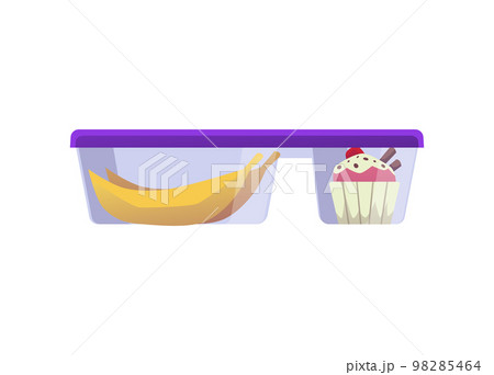 Sweet snacks in divided food container, banana...のイラスト素材 [98285464] - PIXTA