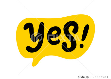 Yes word text on talk shape. Vector...のイラスト素材 [98286981] - PIXTA