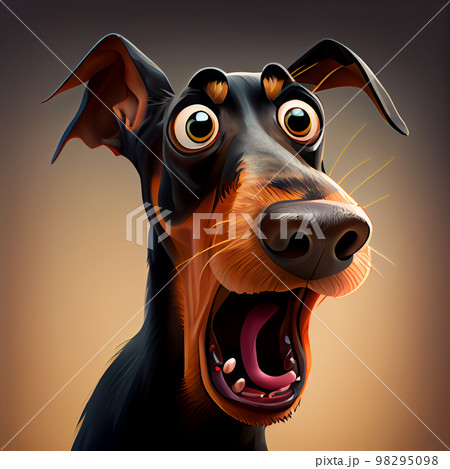 Cute funny shocked doberman dogのイラスト素材 [98295098] - PIXTA