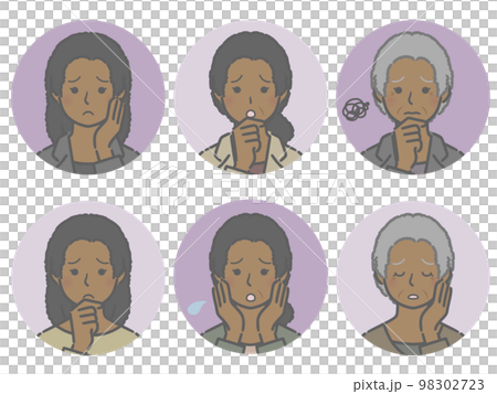 Troubled black woman circle icon set - Stock Illustration [98302723 ...