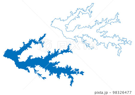 Lake Kyoga (Africa, Republic of Uganda) map...のイラスト素材 [98326477] - PIXTA