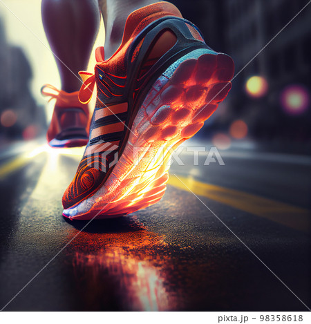 Close up low angle view of running shoes with...のイラスト素材 [98358618] - PIXTA
