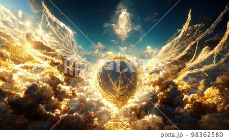 ファンタジーリアル背景_神々しい空のイラスト素材 [98362580] - PIXTA