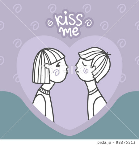 Love design with cartoons design. Wedding cardのイラスト素材 [98375513] - PIXTA