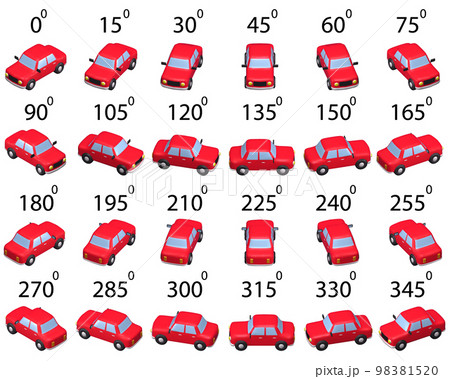 A set of 24 mesh cars from different angles. のイラスト素材 [98381520] - PIXTA